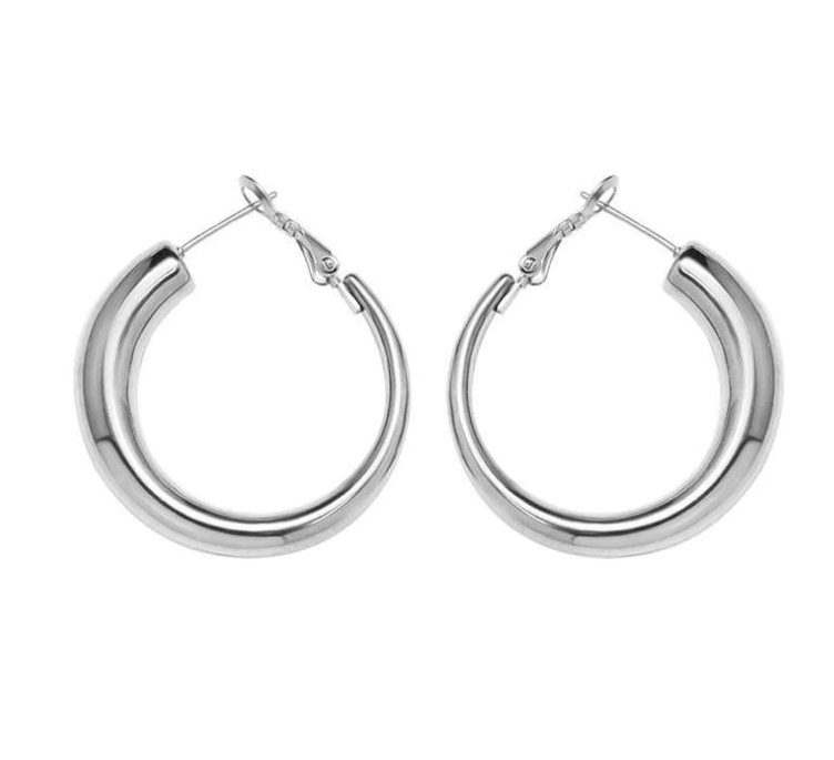 Aubrey Adele Silver Retro Hoop – The Gift Pod Boutique